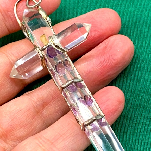 Hand Crafted | Jewelry | Rare Handmade Natural Quartz Crystal Cross ...